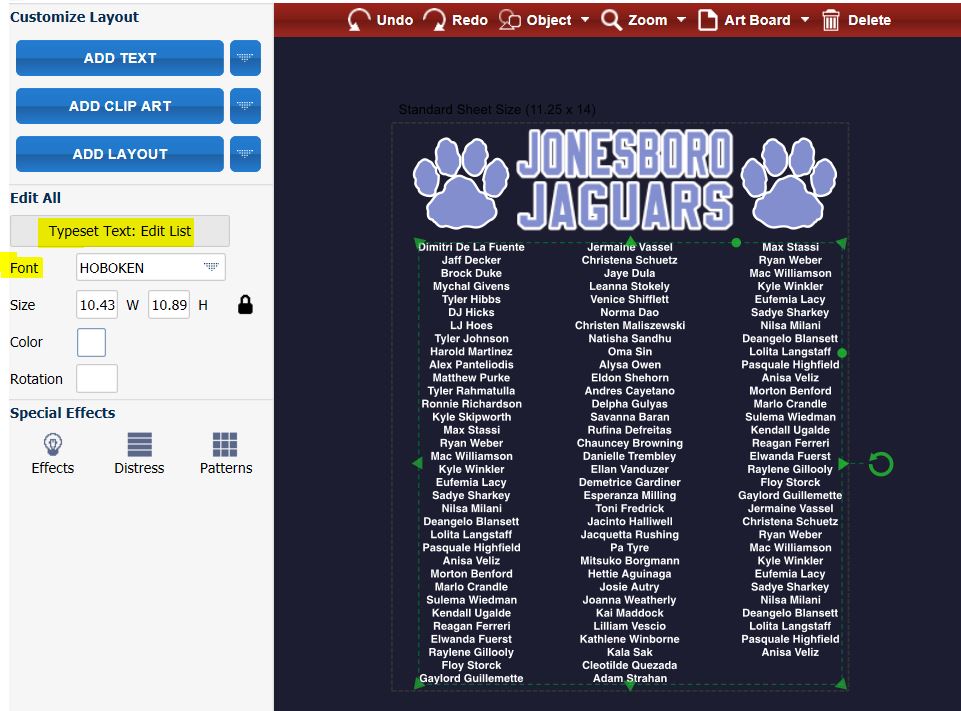 List of Names and Typesetting In Easy View - Transfer Express Blog