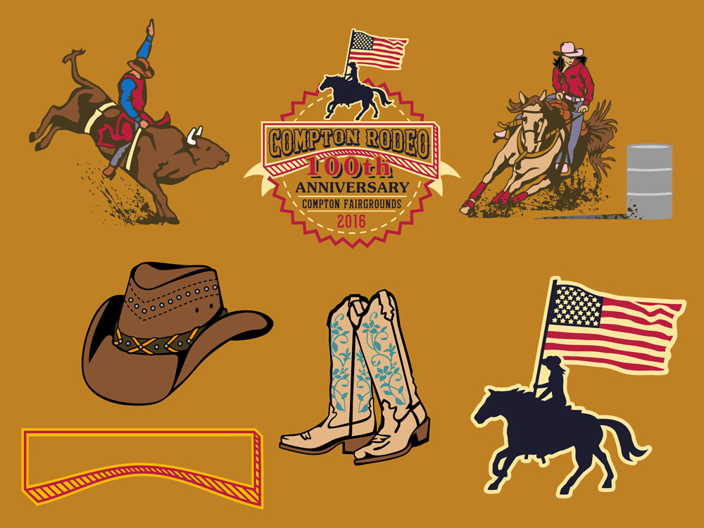 New Rodeo Layout and Clip Art for Custom T-Shirt Design - Transfer ...