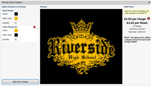 Custom Transfer Ink Color Changes