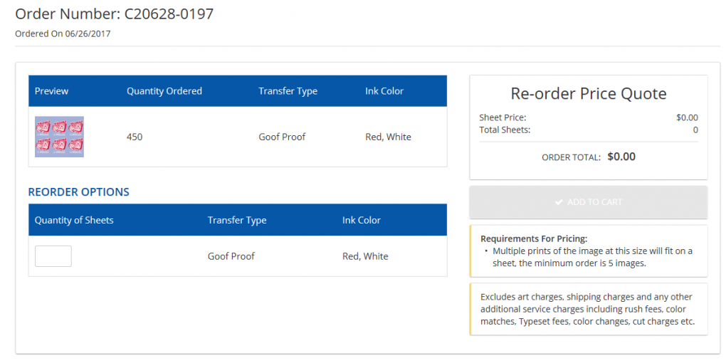 Placing A Custom Transfer Reorder is Easy
