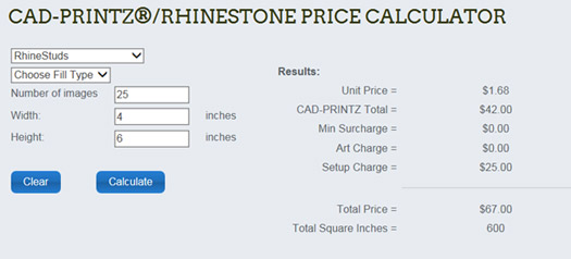 Using the Rhinestone Price Calculator